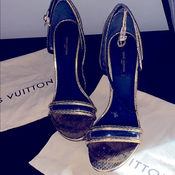 Shoes | Louis Vuitton Exotic Gold Python Snd Lucite Heels | Poshmark